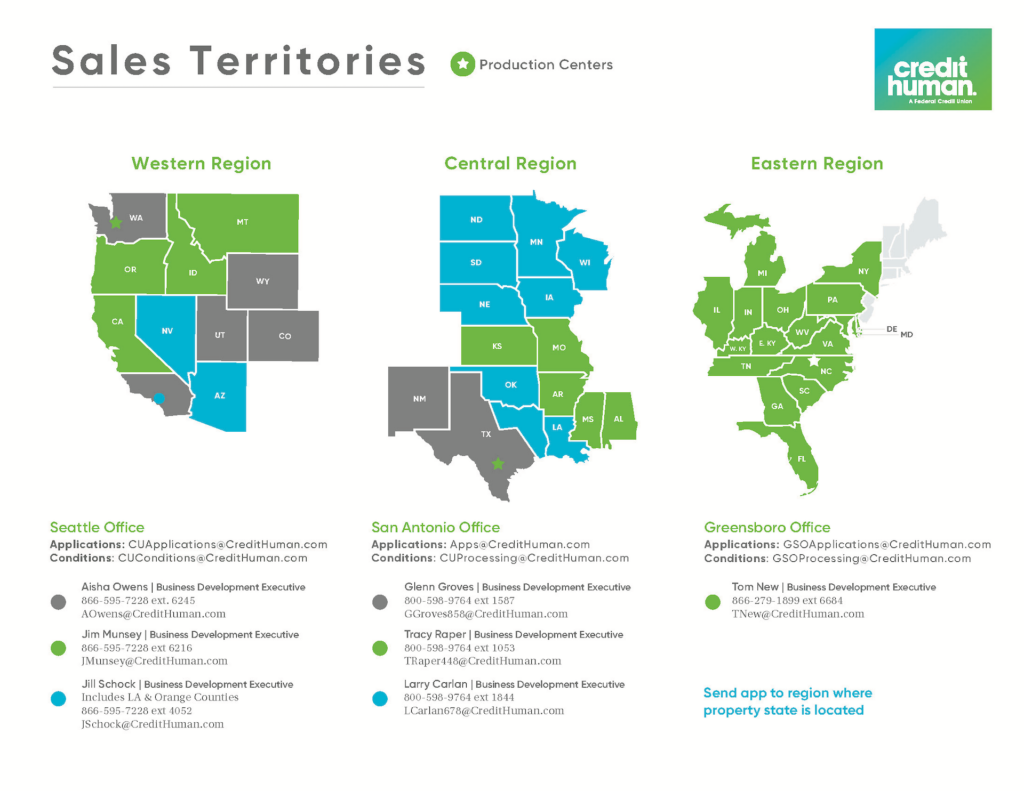 Sales Territories | Credit Human Manufactured Homes