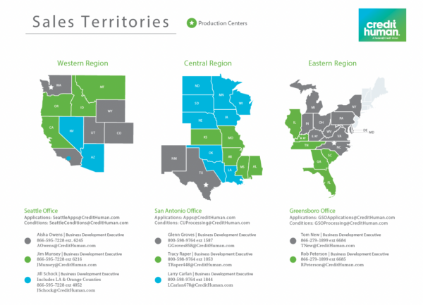 Sales Territories | Credit Human Manufactured Homes